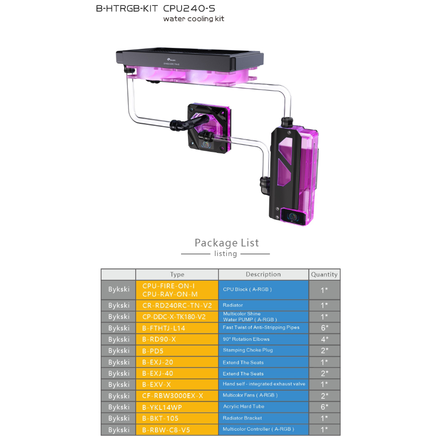 Computer Water Cooling Set For PC Case Bykski Split Type Rigid/Soft ...