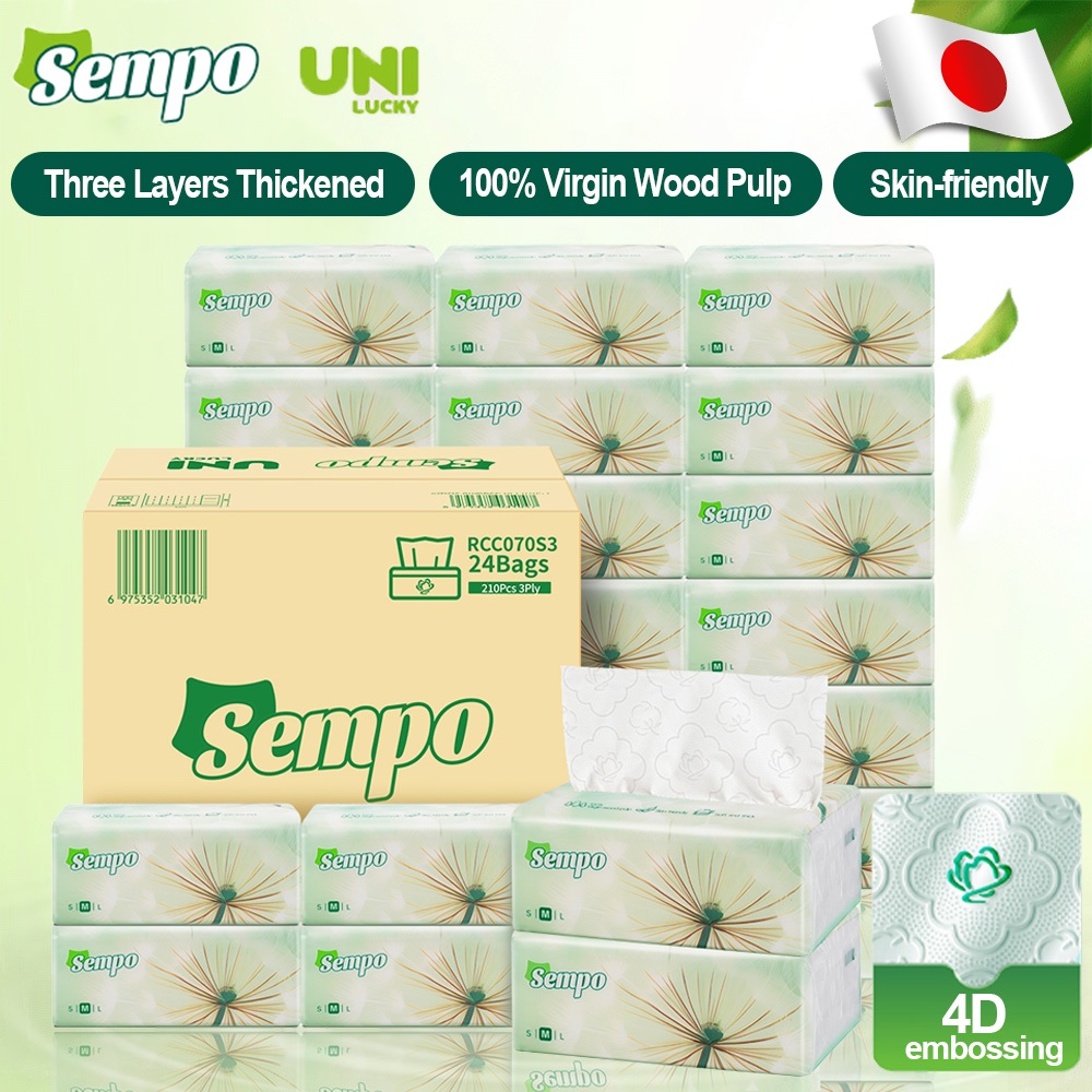 Sempo Tissue paper 210 sheets Toilet Paper Facial Tissue mummy baby facial tissue 3 ply Bundle ...