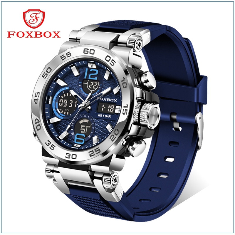 FOXBOX Watch For Men LED Waterproof Sport Electronic Silicone ...