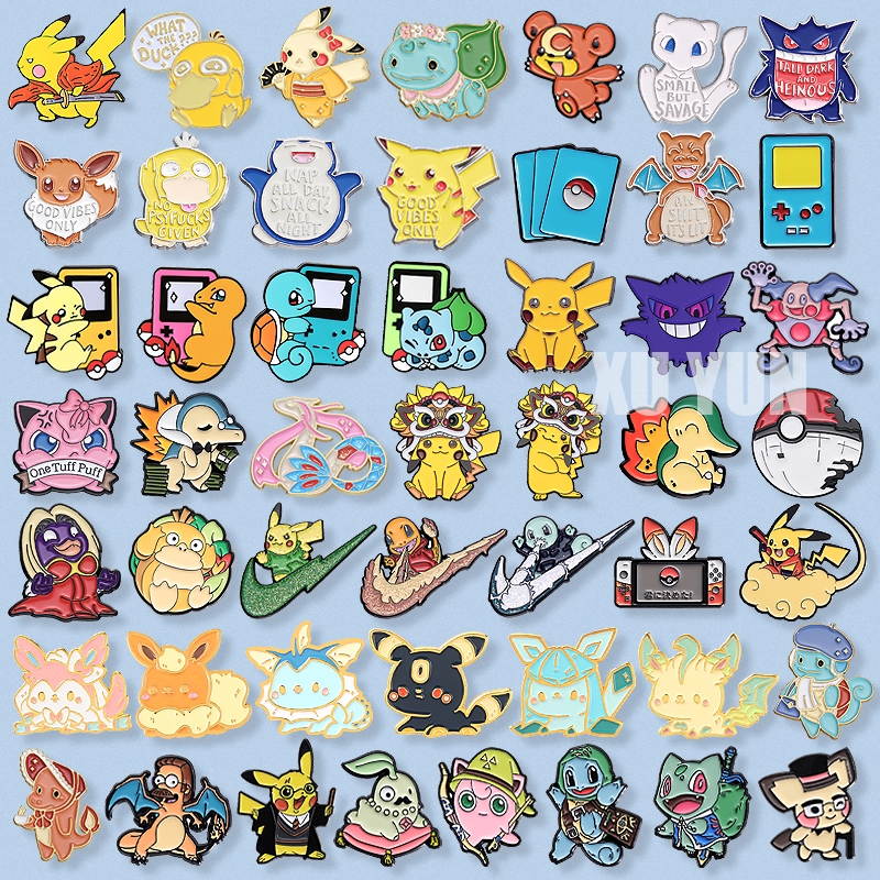 100 Styles of Anime Pokémon Lapel Brooch Cute Cartoon Elf Enamel Pin ...