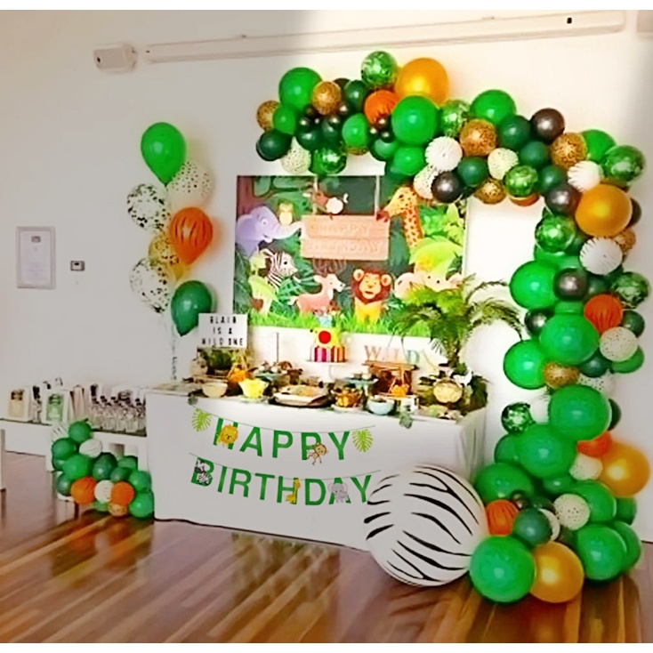 Jungle Safari Theme Balloons Set Zebra Pattern Balloons Garland Kids ...