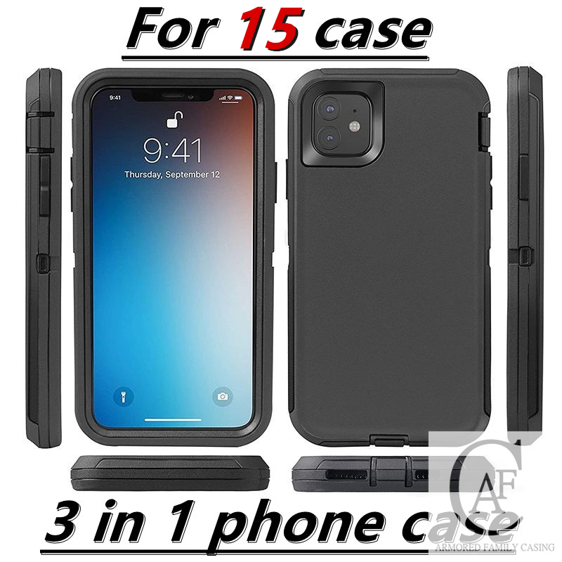 3-in-1 shockproof case for iphone 15 Pro max 15 Plus 15 full protection ...