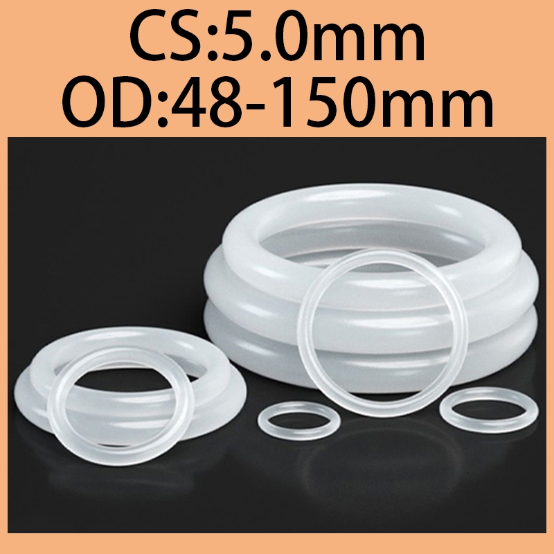 White Rubber silicone O-ring CS5mm*OD48-150mm Waterproof and heat ...