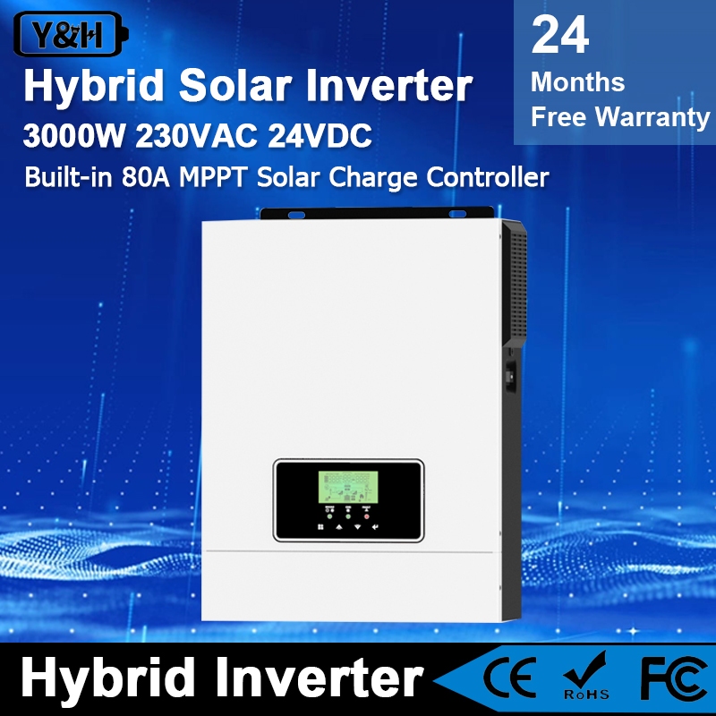 Y&H 3000W Solar Hybrid Inverter 24V AC230V Off-Grid Pure Sine Wave ...