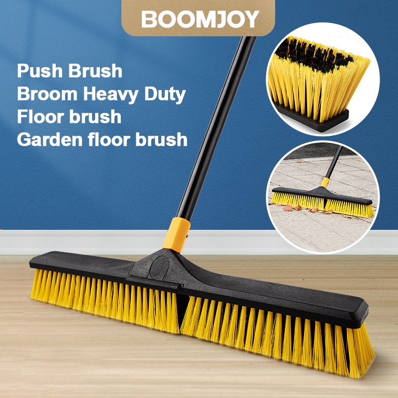 BOOMJOY Push Broom Brush Long Handle Stiff Bristles Heavy-Duty Outdoor ...
