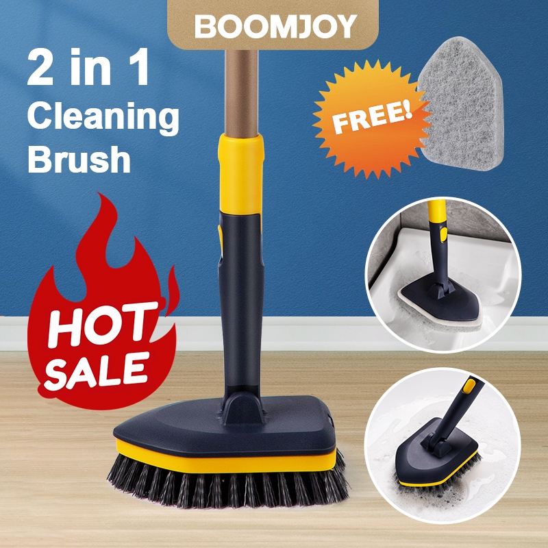 BOOMJOY Tub Tile Scrubber Brush 2 in 1 Cleaning Brush 126cm Adjustable ...