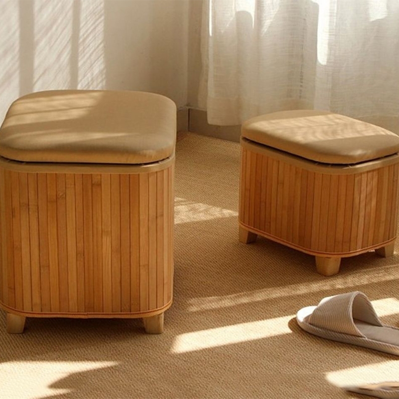 Storage stool, storage stool, household rectangular solid wood small ...