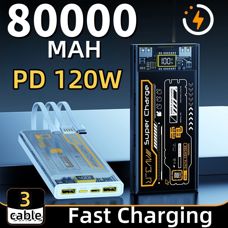PD 120W power bank 80000mah original 3.0A powerbank fast charging with ...
