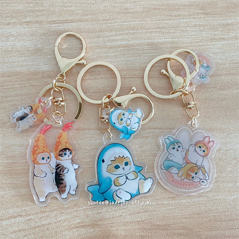 Japanese Mofusand Acrylic Keychain Transparent Double-Sided Key Ring ...