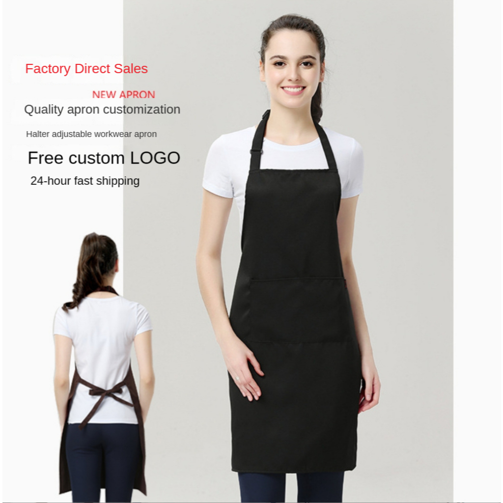 Ready Stock apron murah viral home kitchen apron black halter neck ...