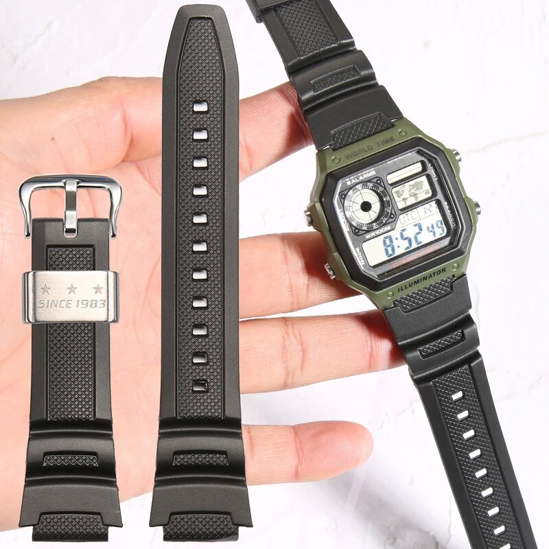 Resin Strap Suitable for Casio W-800H W-735 W-216H W-215 AE1100 AQS810 Men's Watch Accessories ...