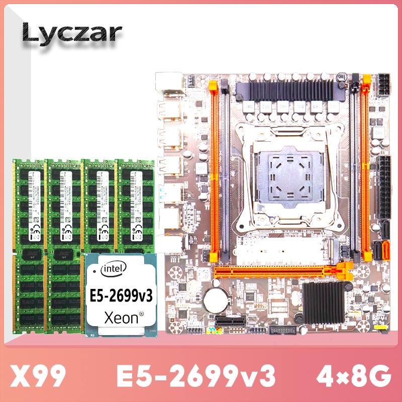 X99 Lyczar kit set Motherboard(X99)+CPU(E5-2699v3)+Memory(4x8G DDR4 ...