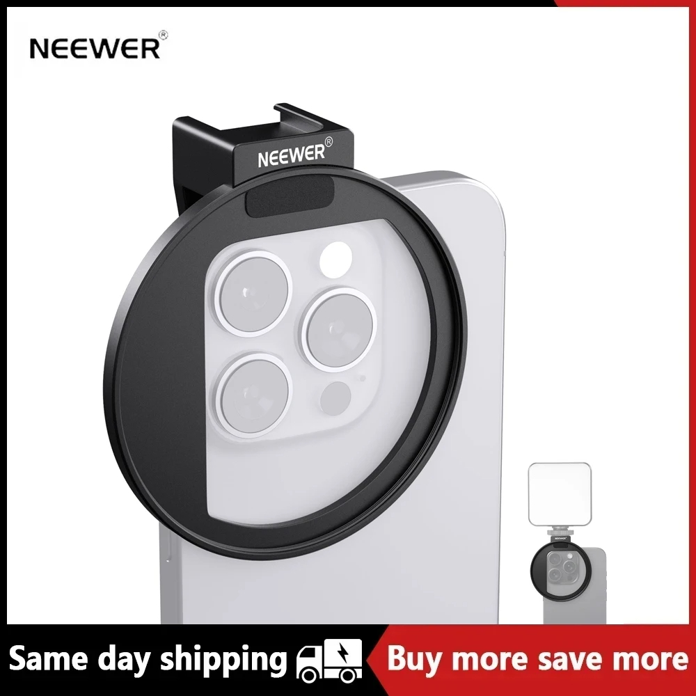 NEEWER LA006 Upgraded 67mm Phone Filter Mount w Top Cold Shoe Mount ...