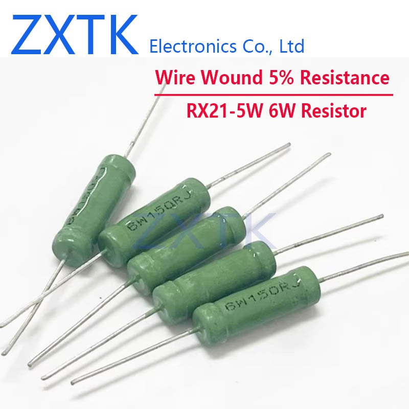 5PCS RX21 5W 6W Wire Wound Resistance 5% 0.05-820 ohm 0.1R 0.82R 1R 1.5R 3.3R 12R 22R 33R 47R ...
