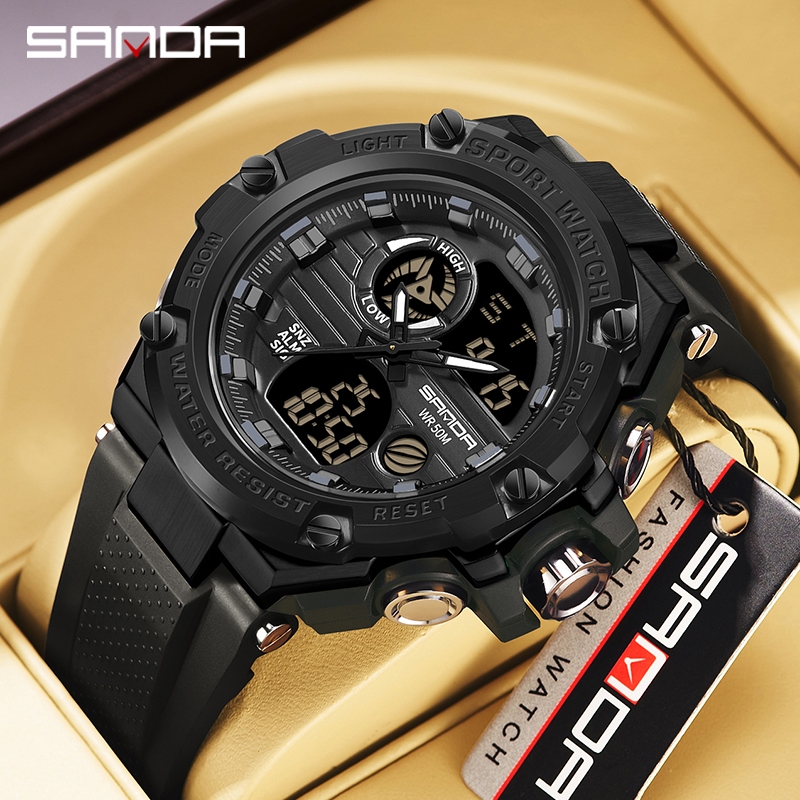 Sanda 3196 new electronic watch multi-function men's dithering ...