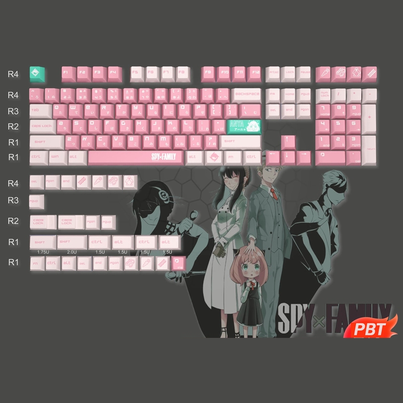 128 Keys SPY×FAMILY Anya Forger Keycaps Cherry Profile PBT Dye ...