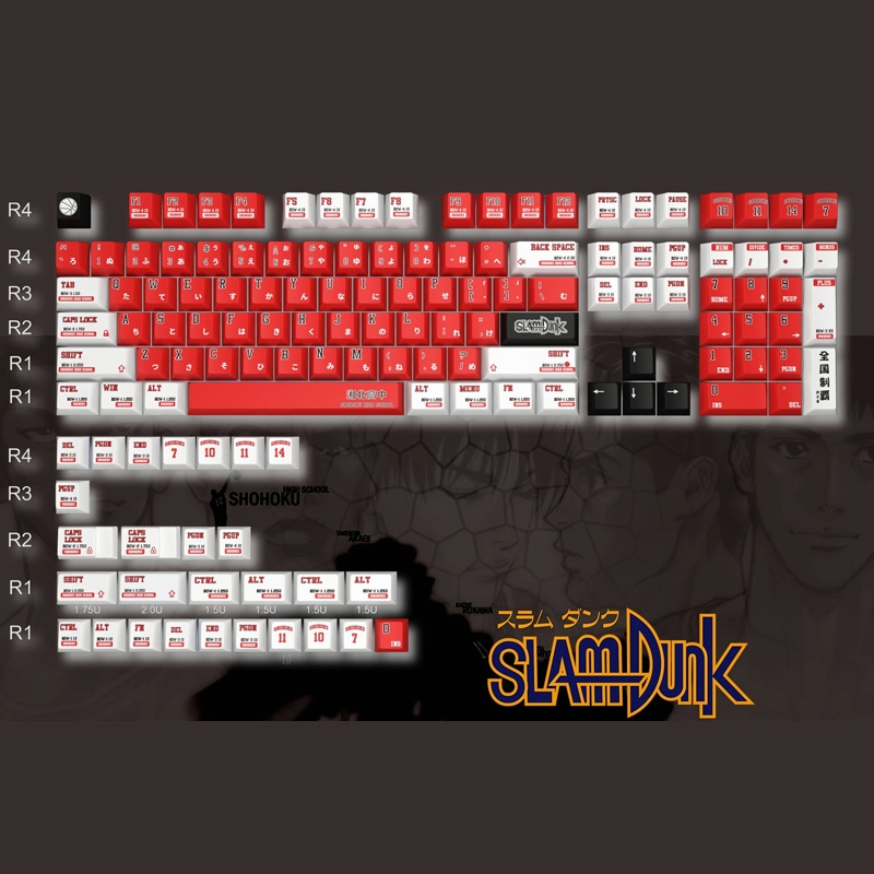 128 Keys Slam Dunk Keycaps Cherry Profile PBT Dye Sublimation keycap ...