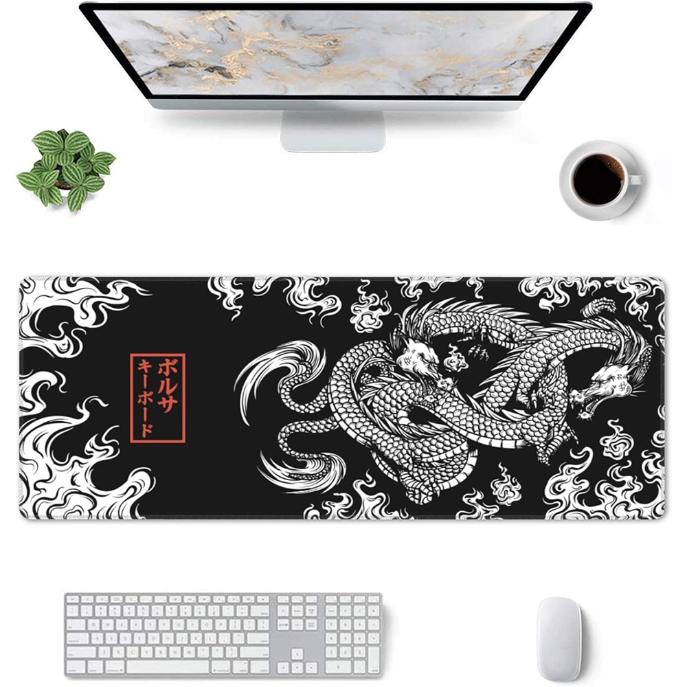 Japanese Dragon Large Mouse Pad Extended Gaming Desk Mat with Non-Slip ...