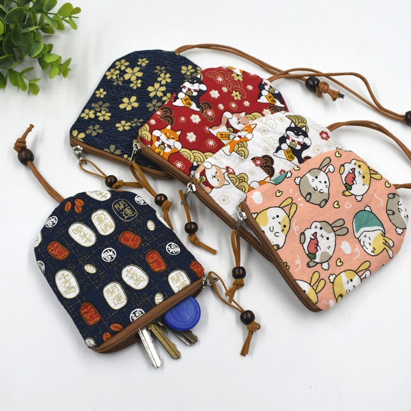 Handmade Fabric Drawstring Key Case Girls Pull-out Creative Key Coin ...