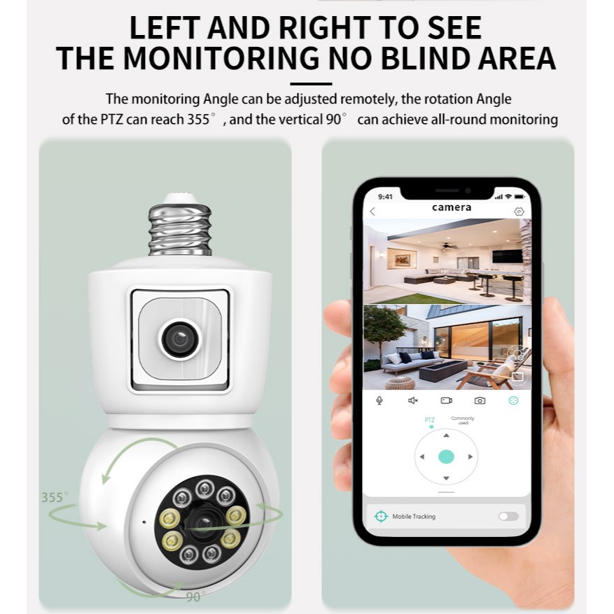 LLSEE CCTV Home Wireless Camera Mini Bulb E27 4MP 2K Safety Camera IP ...