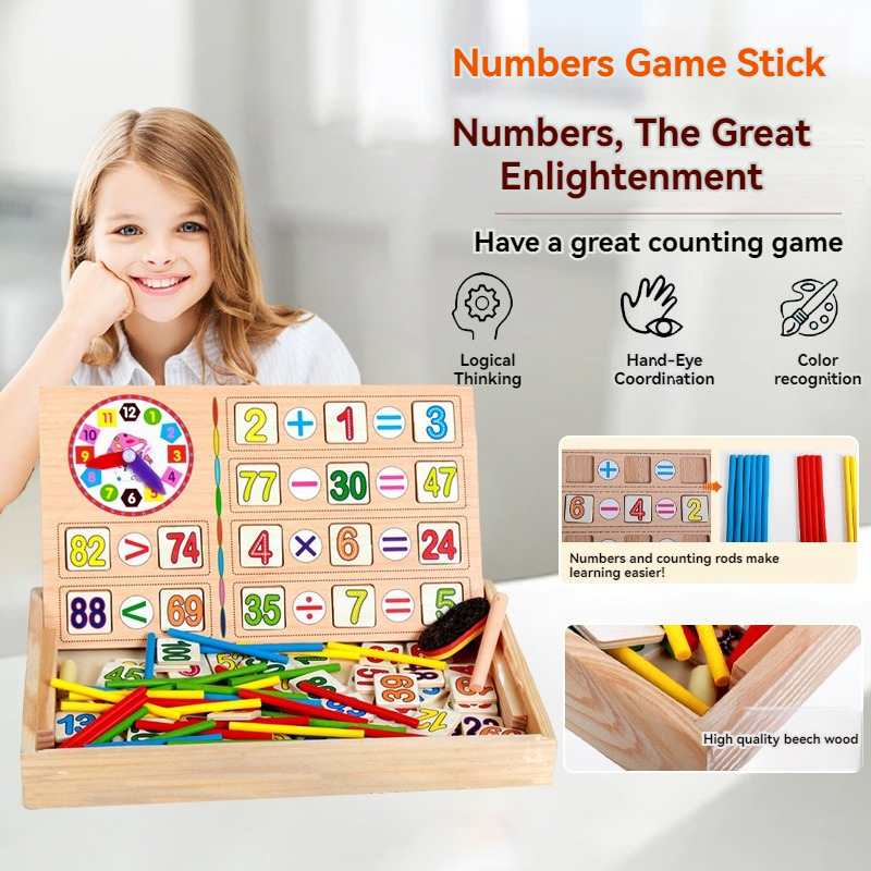 Wooden learning math box multifunctional gift math calculation drawing ...