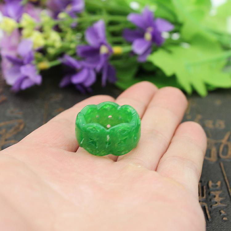Natural Jade Dried Green Jade Hollow Carved Ring Men Women Style ...