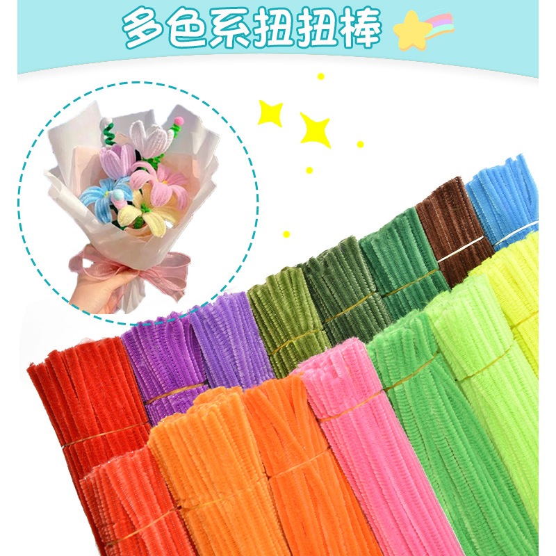 100pcs Colorful Dense Fuzzy Wire Strip Pipe Cleaner Craft Flower ...