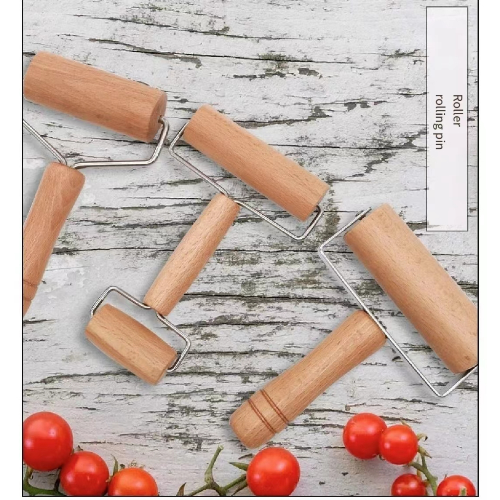 Solid wood roller rolling pin household double head baking cake non ...