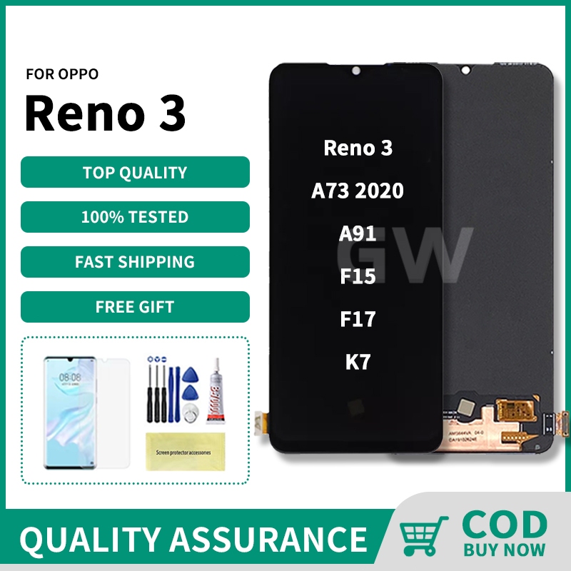 For Oppo Reno 3 F15 F17 K7 A73 2020 A91 LCD Display Screen Assembly For ...