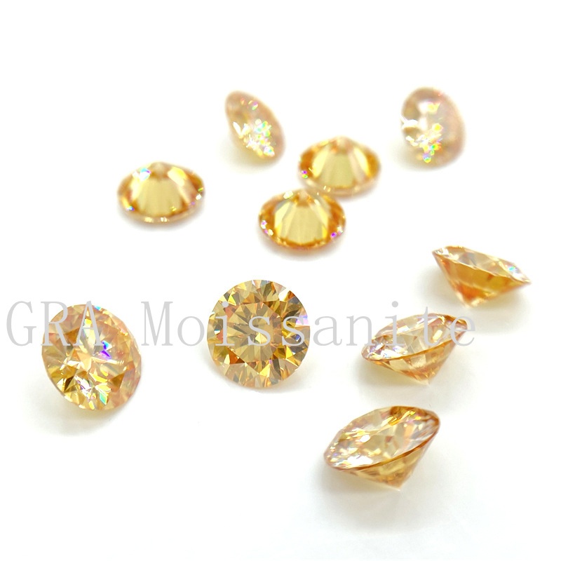 High Quality GRA Moissanite Electroplating Champagne Color 0.5ct-3ct ...
