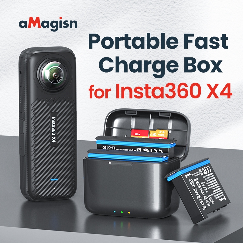 aMagisn PD3.0 Fast Charging Box for Insta360 X4 Batteries Portable Dual ...