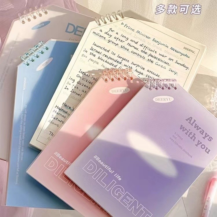 Transparent Loose Leaf Binder Notebook A5 B5 Gradient Color Memo Note Diary Notebook Ins Style ...
