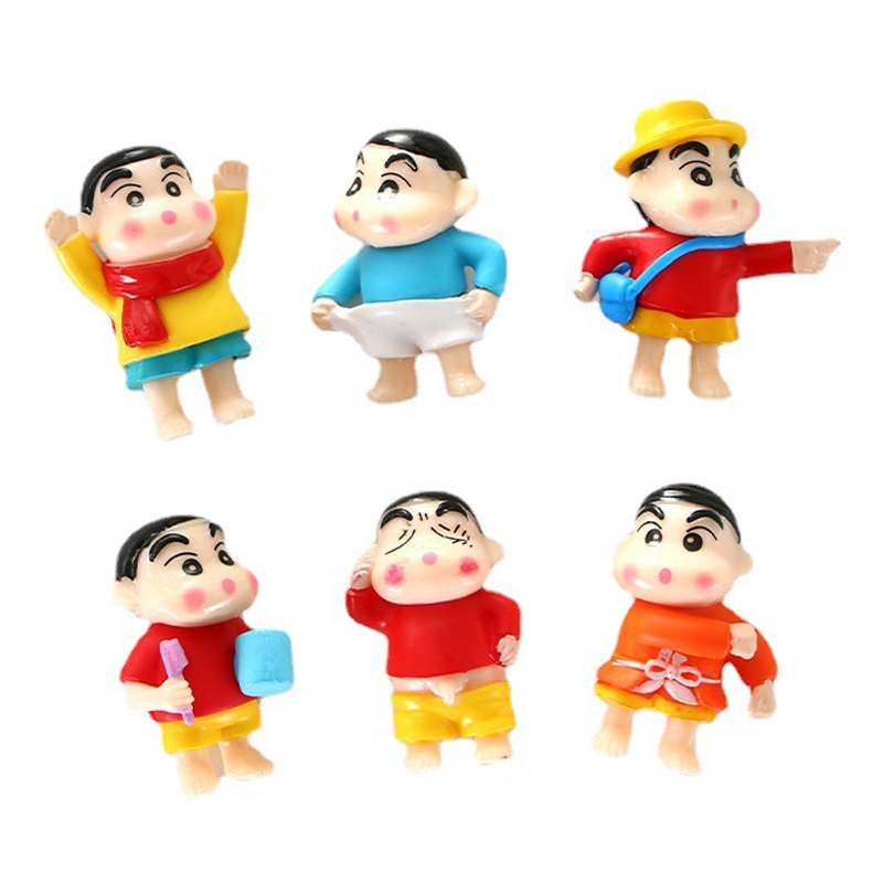 6Pcs/Set 4cm Crayon Shin-chan Anime Figure Nohara Shinnosuke Q Version ...