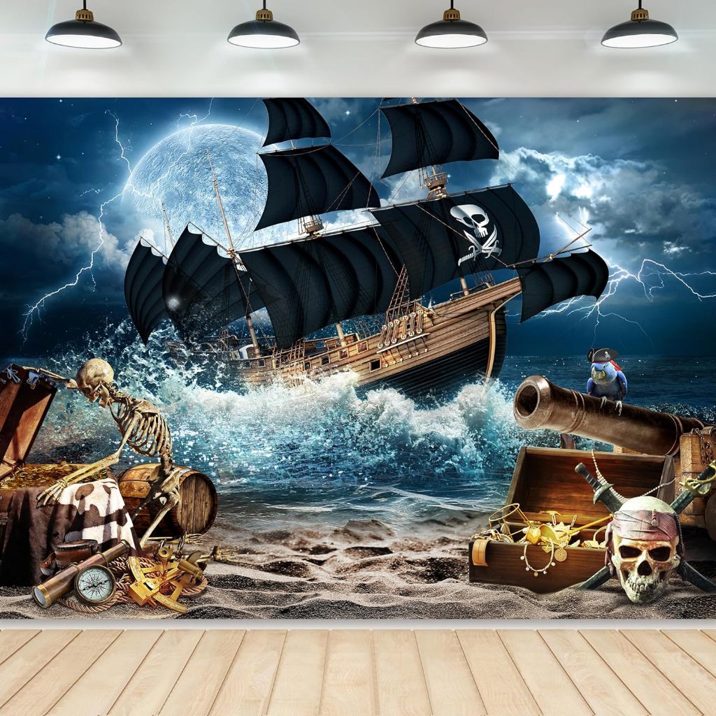 5x3ft Pirate Theme Photography Backdrop Nautical Ship Adventure Skull ...