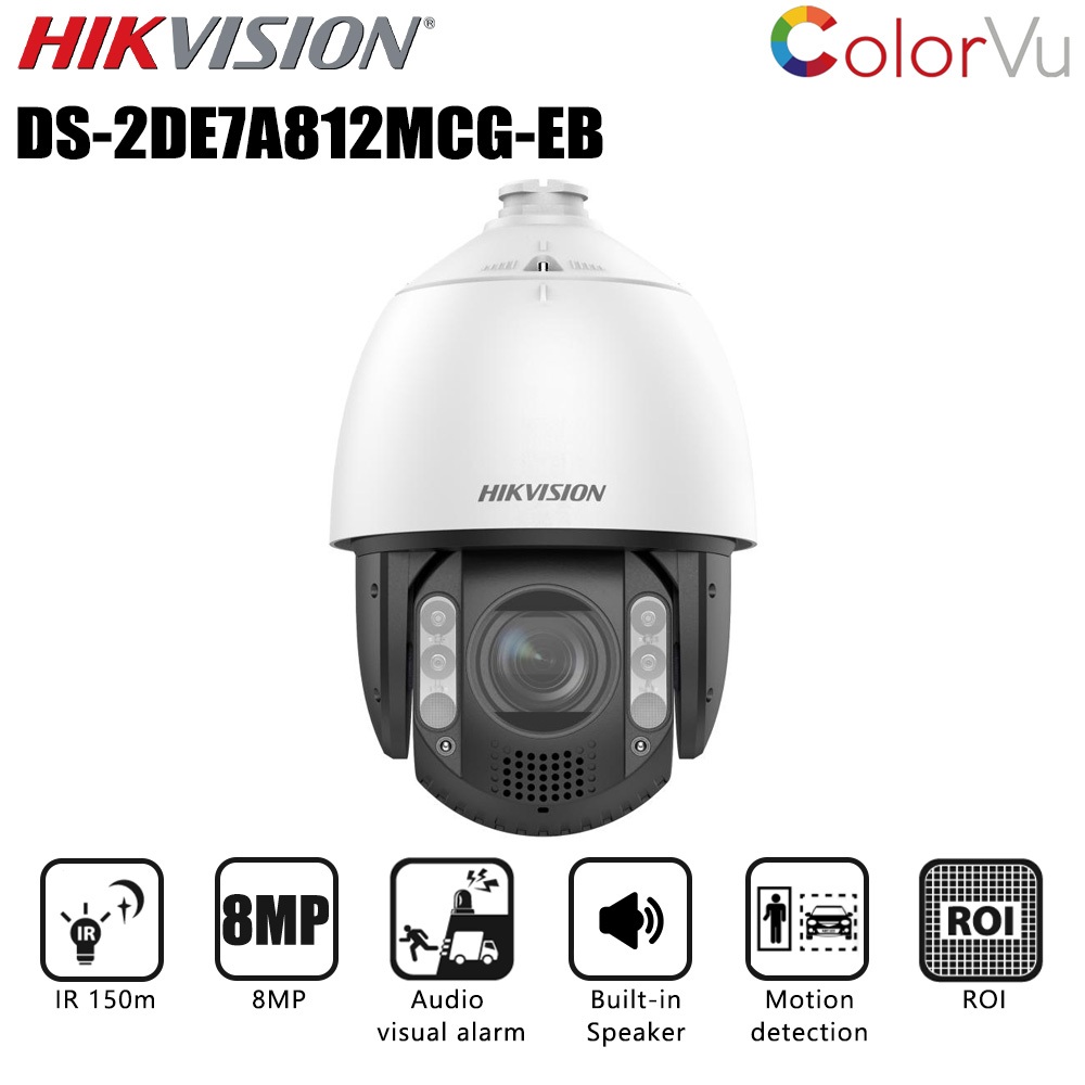 Hikvision DS-2DE7A812MCG-EB 7-inch 8MP 4K 12X Optical Zoom Support Face ...