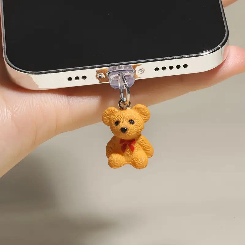 Mobile Phone Dust Plug diy Resin Bow Bear Charm Mobile Phone Hole Dust ...