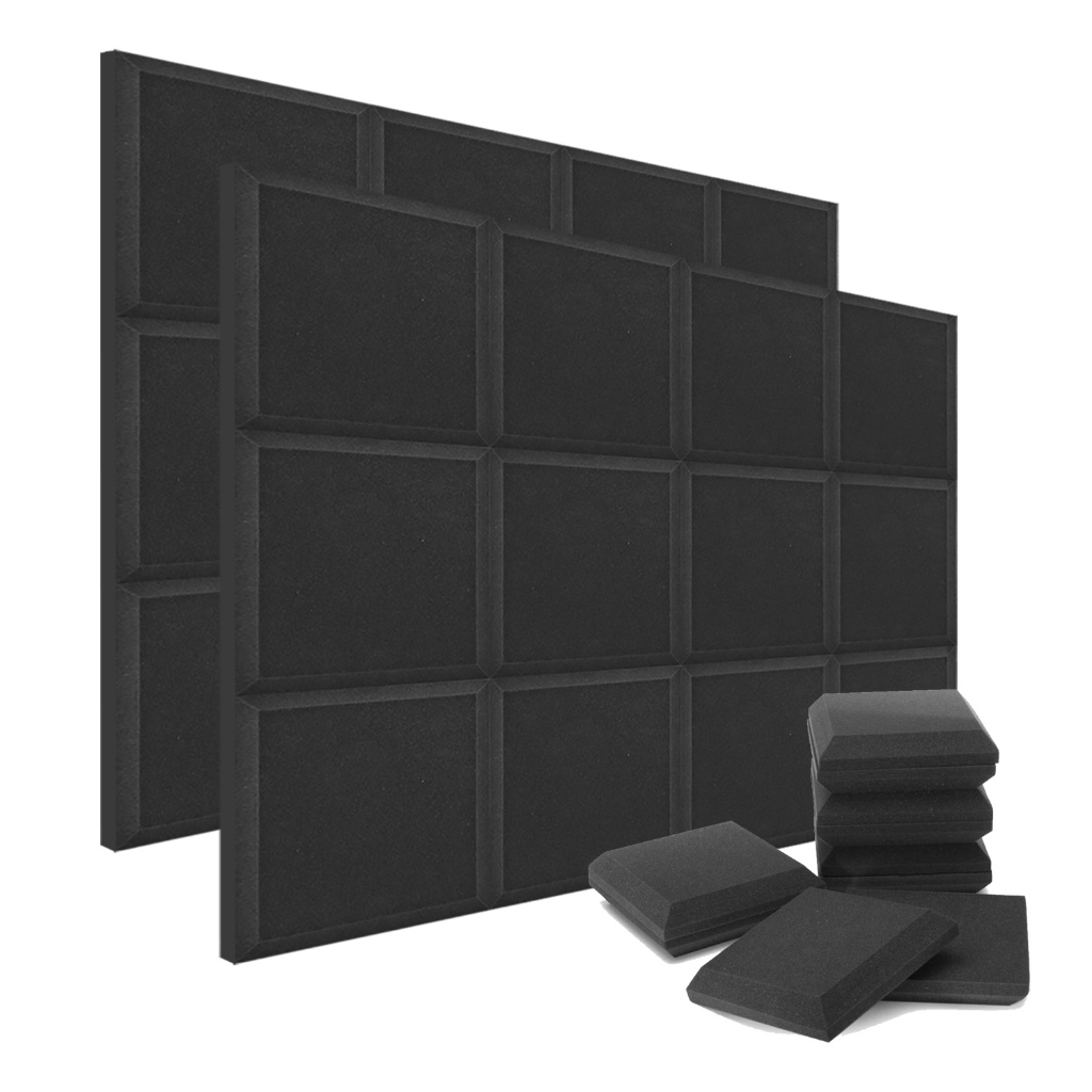BEIYIN 24 Pcs Square Plate Soundproof Panels Acoustic Foam 25x25x5cm ...