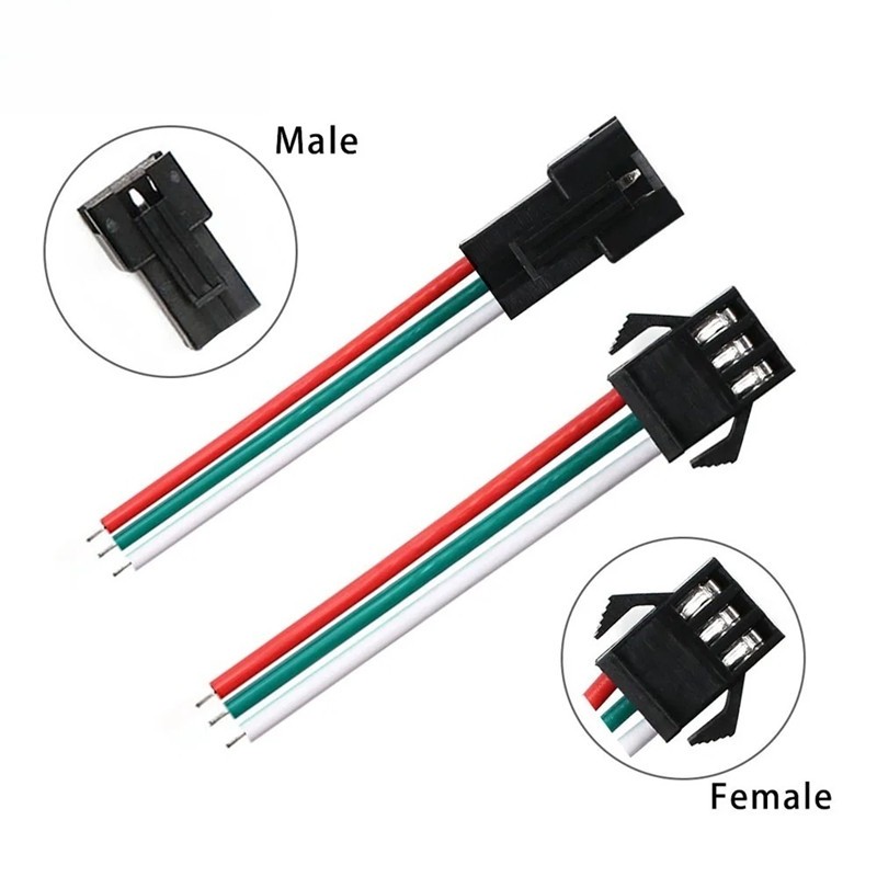 1 Pair JST Connector 3pin SM Male and Female Plug Connector Wire Cable for 5050 3528 COB Neon ...