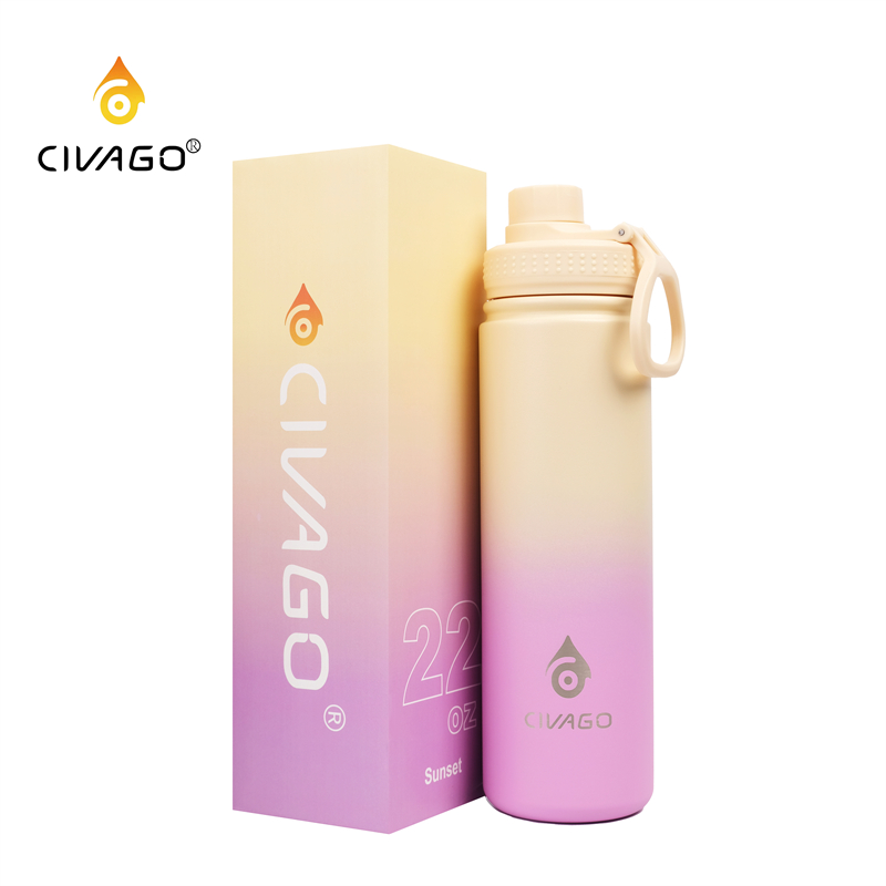 CIVAGO（22oz）Wide Mouth with Sport Lid Vacuum Insulated Tumbler Hot And ...