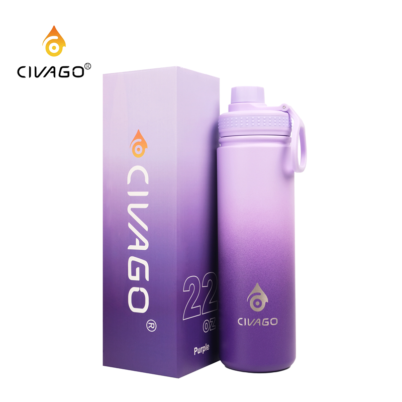 CIVAGO（22oz）Wide Mouth with Sport Lid Vacuum Insulated Tumbler Hot And ...