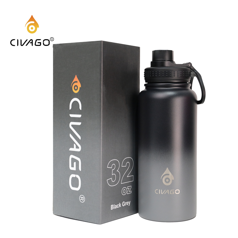 CIVAGO（32oz）Wide Mouth with Sport Lid Vacuum Insulated Tumbler Hot And ...
