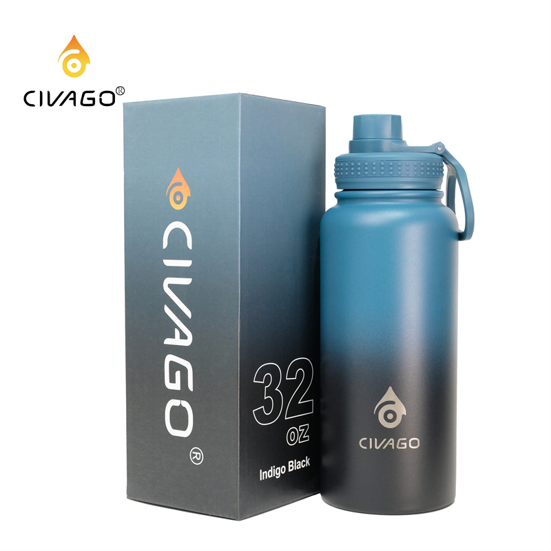 CIVAGO（32oz）Wide Mouth with Sport Lid Vacuum Insulated Tumbler Hot And ...