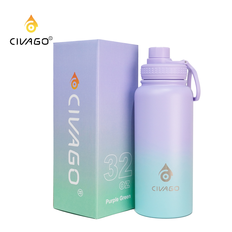 CIVAGO（32oz）Wide Mouth with Sport Lid Vacuum Insulated Tumbler Hot And ...