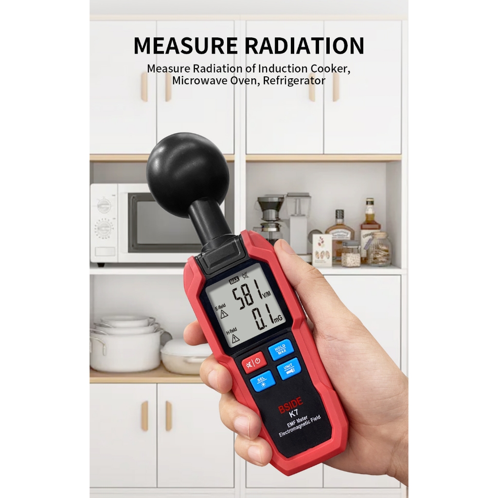 BSIDE EMF Meter Professional Electromagnetic Field Radiation Detector ...