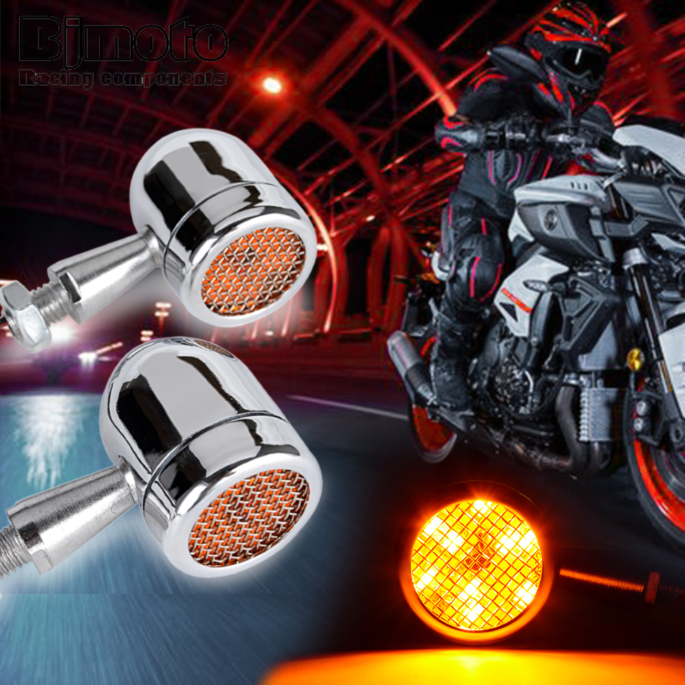 Mini Motorcycle LED Turn Signals Round Light For Harley Chopper Cafe ...