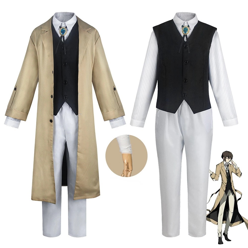 Anime Bungo Stray Dogs Dazai Osamu Cosplay Costume Jacket Coat Suit ...