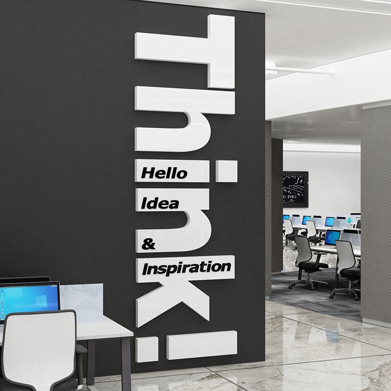 Think! Office wall decoration acrylic English letters corporate culture ...