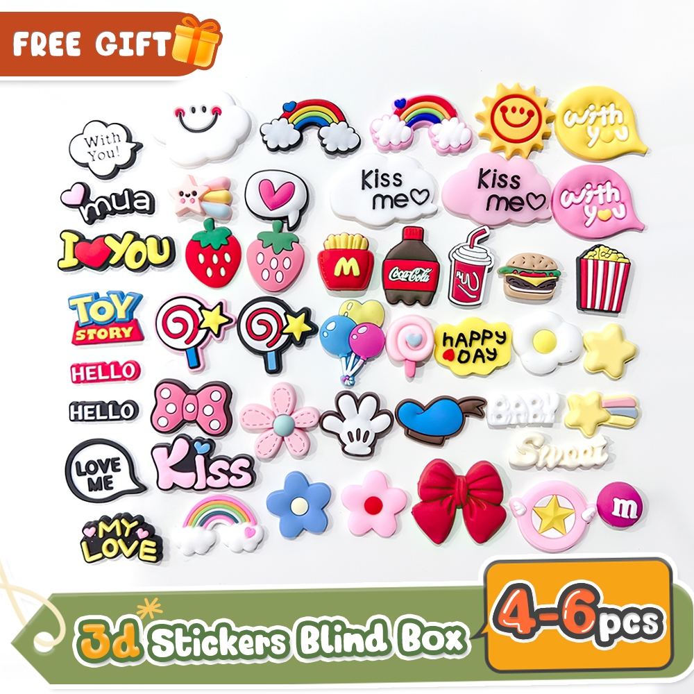 Cute Stickers For Tumbler 3d Stickers Blind Box【4-6pcs】 | Shopee ...