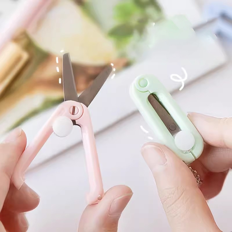 Cute Morandi Folding Scissors Portable Retractable Key Chain Mini ...