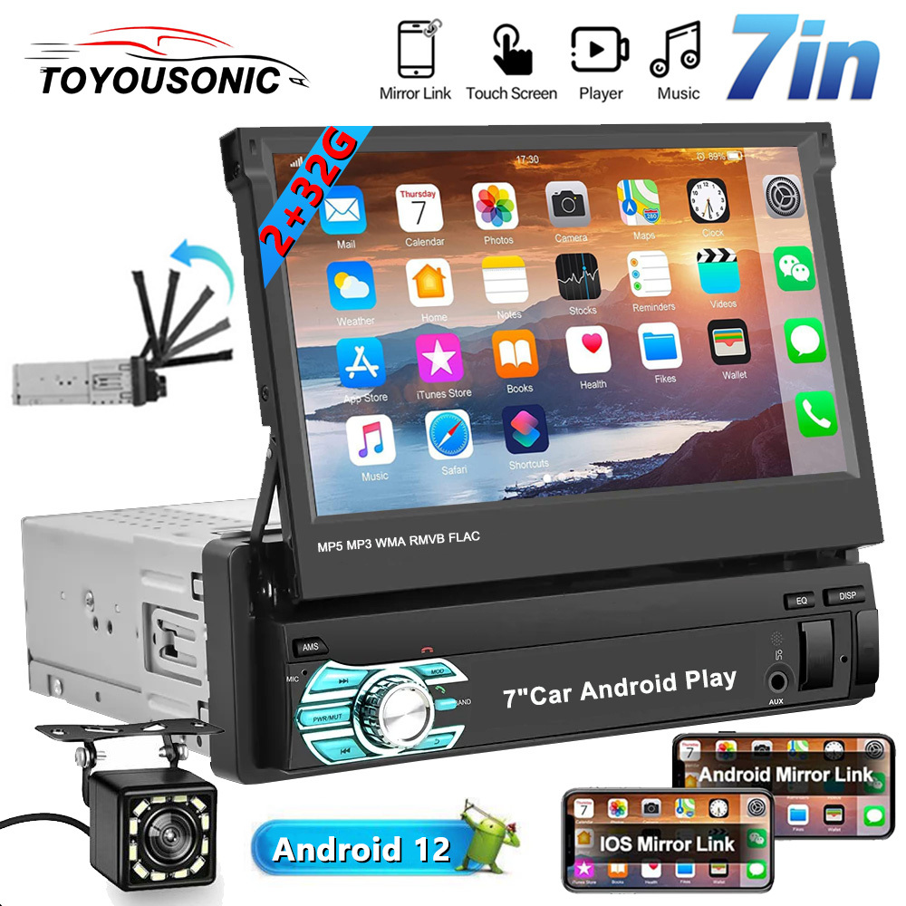 7"HD1080P Large Screen Smart Car Radio Audio Capacitive Folding Touch ...